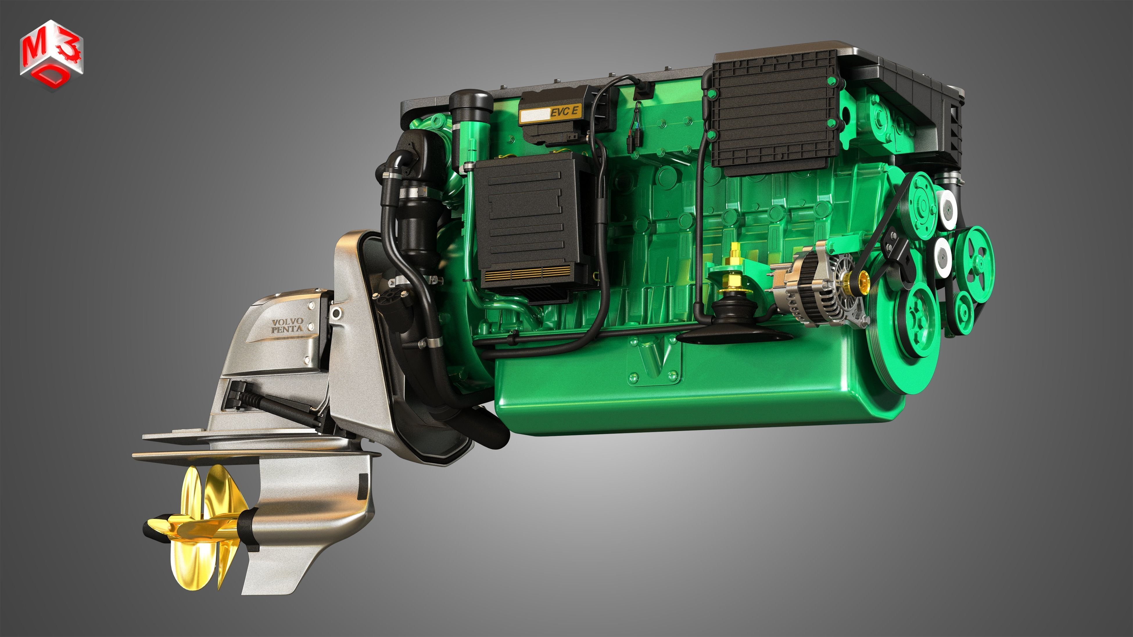 Penta D6-330 Engine - 6 Cylinder Marine Engine 3D model | CGTrader