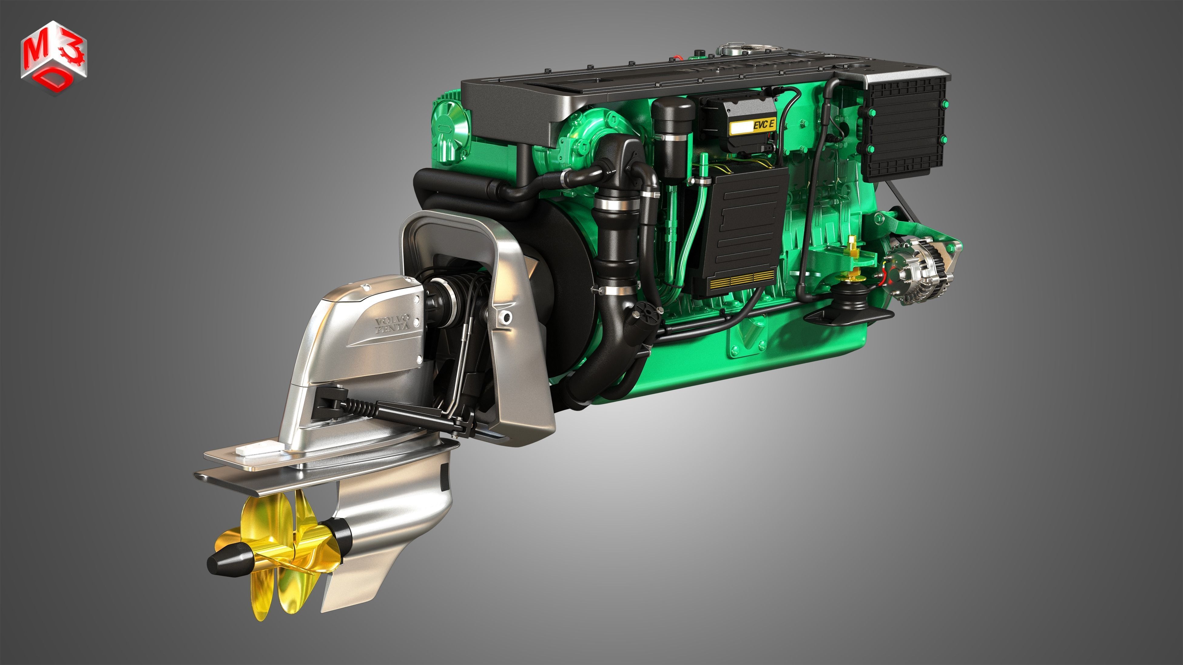 Penta D6-330 Engine - 6 Cylinder Marine Engine 3D model | CGTrader