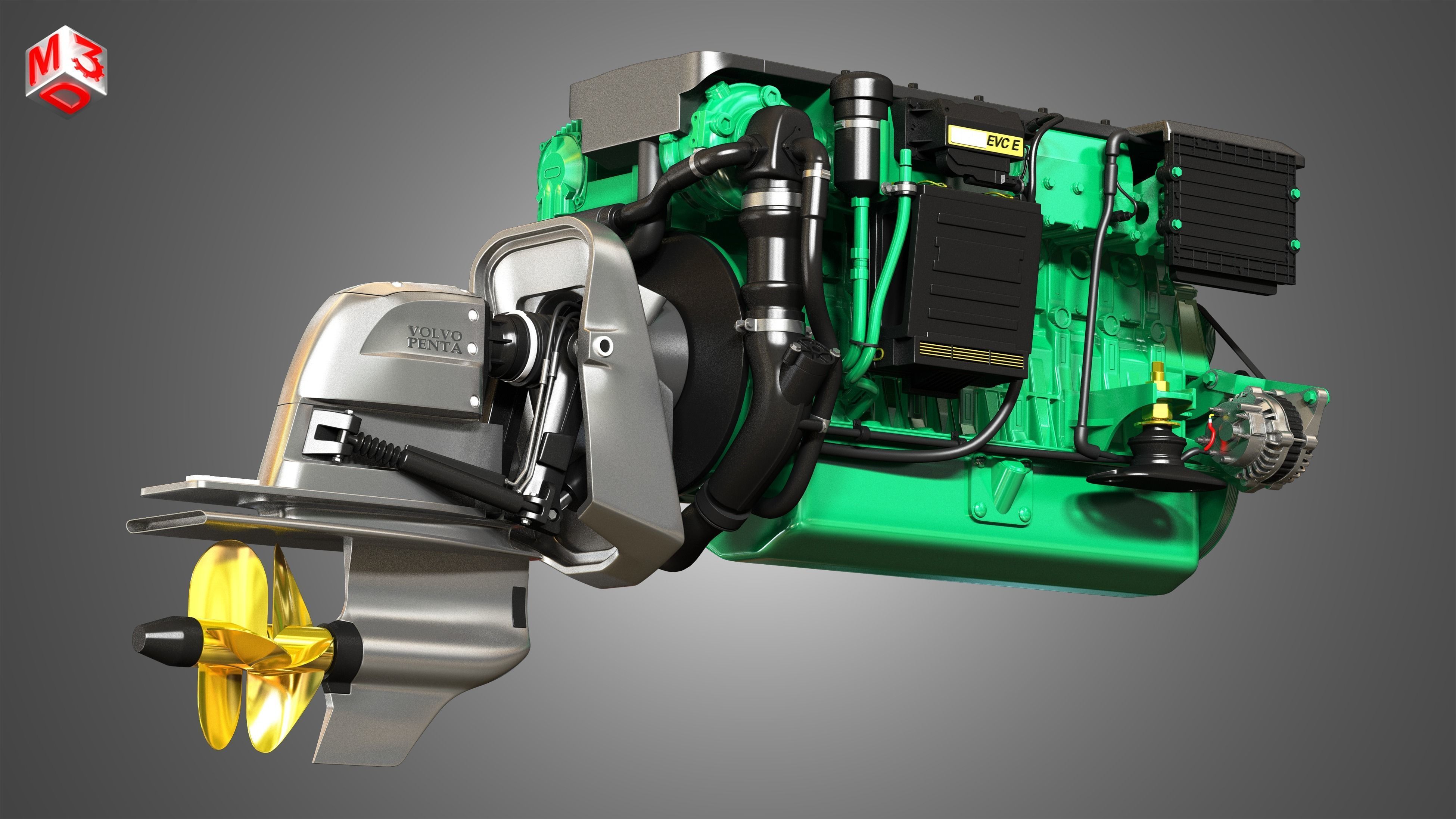 Penta D6-330 Engine - 6 Cylinder Marine Engine 3D model | CGTrader