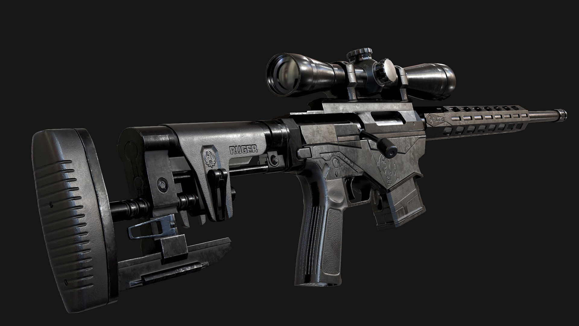 3D model Ruger Precision Rifle with Scope AAA Game Weapon VR / AR / low ...