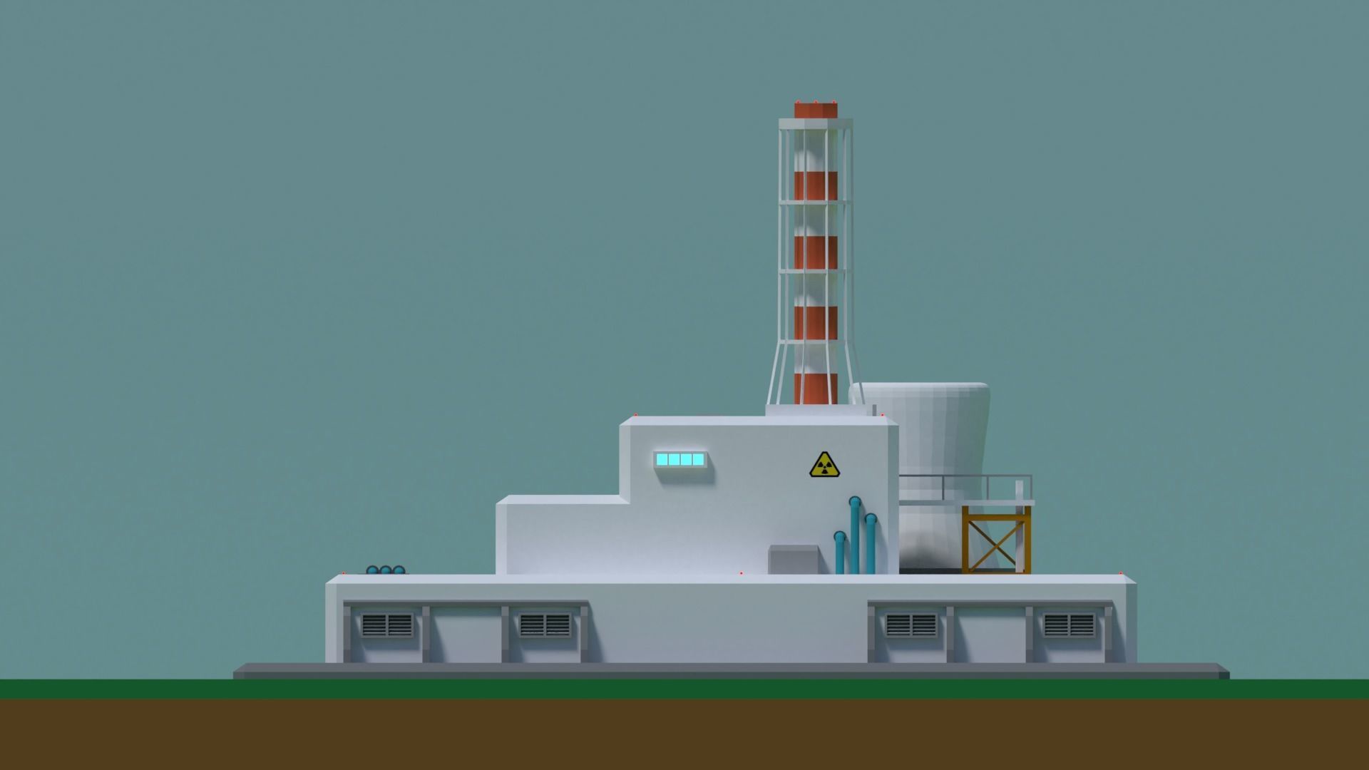 Nuclear station Low-poly free VR / AR / low-poly 3D model animated ...