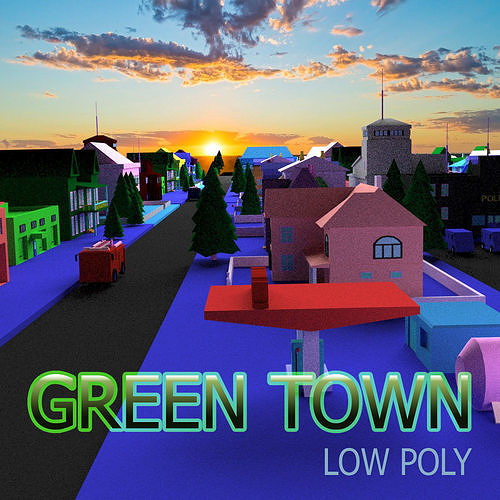 3D model Green Town VR / AR / low-poly | CGTrader
