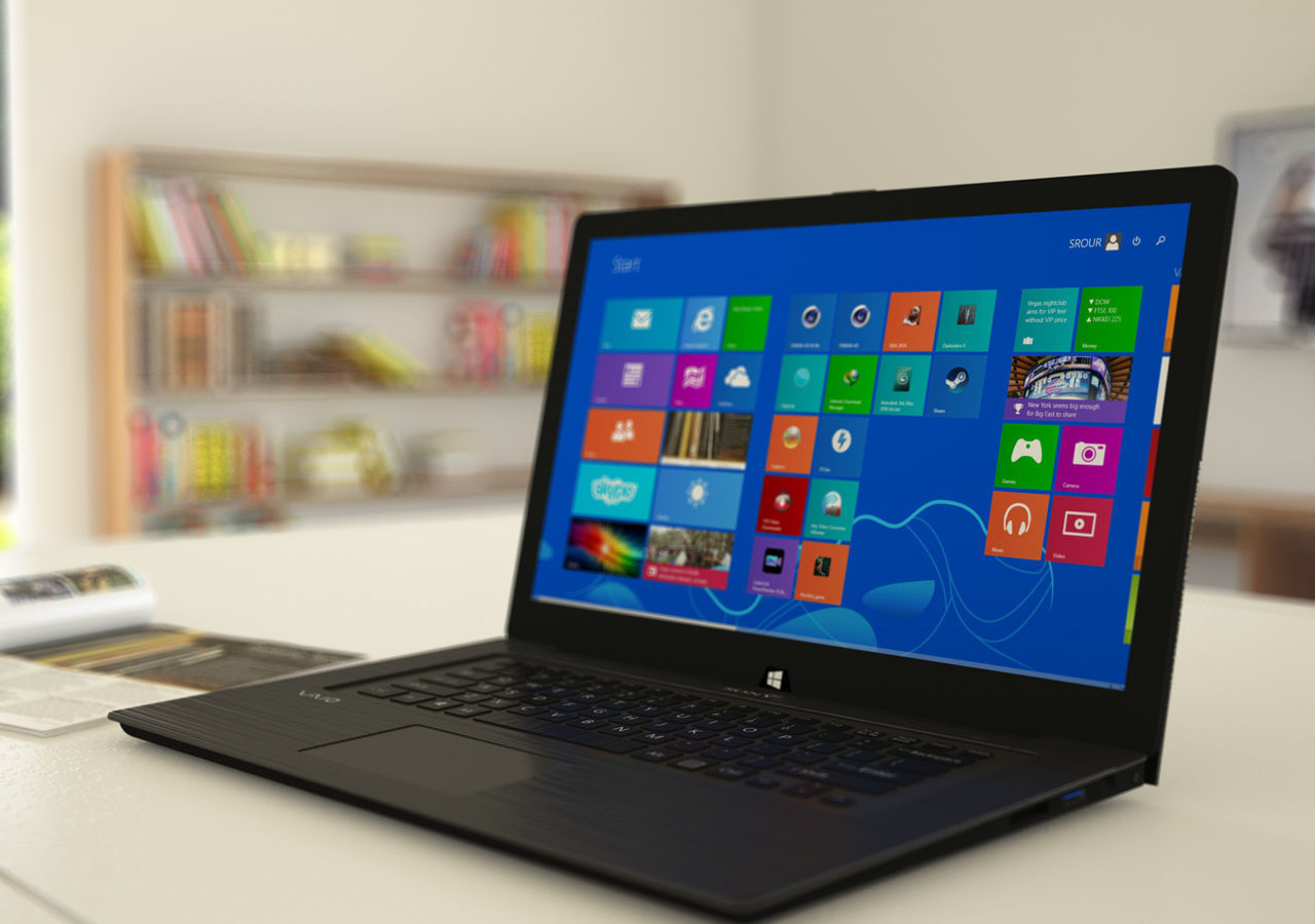 sony vaio laptop with interior archviz room design free 3D model | CGTrader