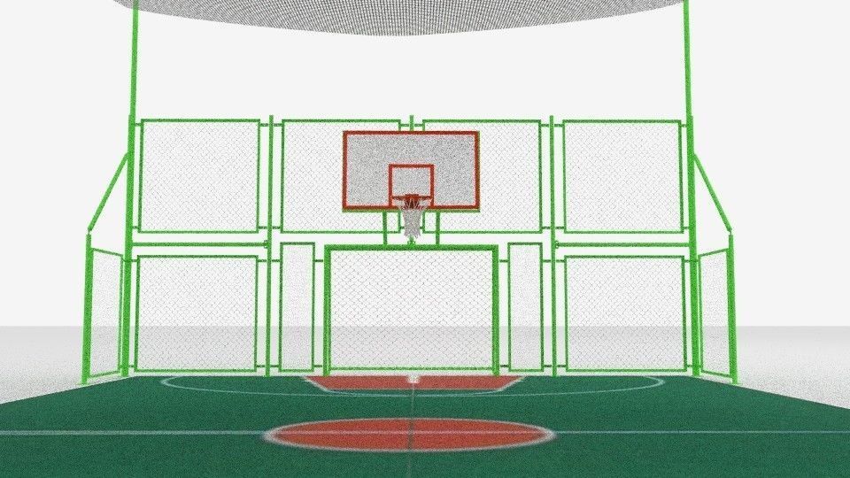 basketball court with metal mesh 3D model | CGTrader