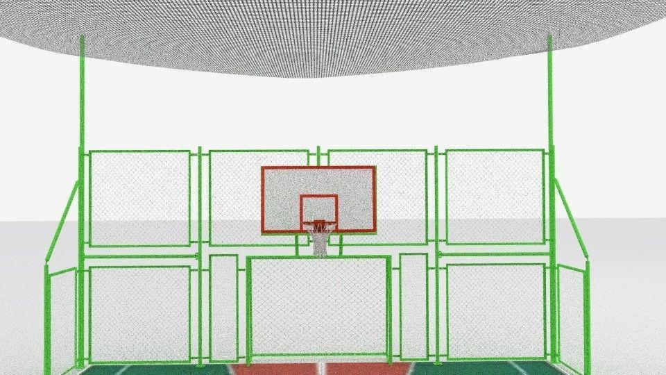 basketball court with metal mesh 3D model | CGTrader