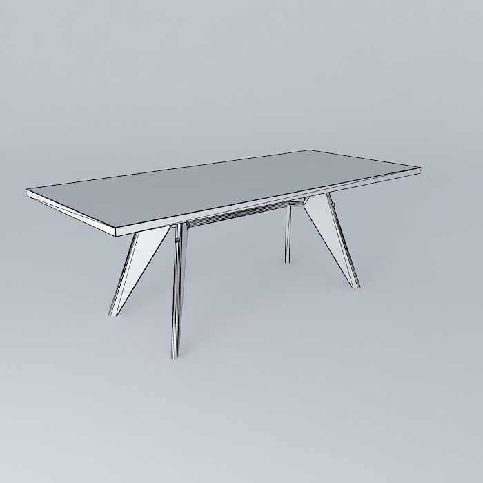 Small EM Table Jean Prouvé 1950 free 3D model | CGTrader
