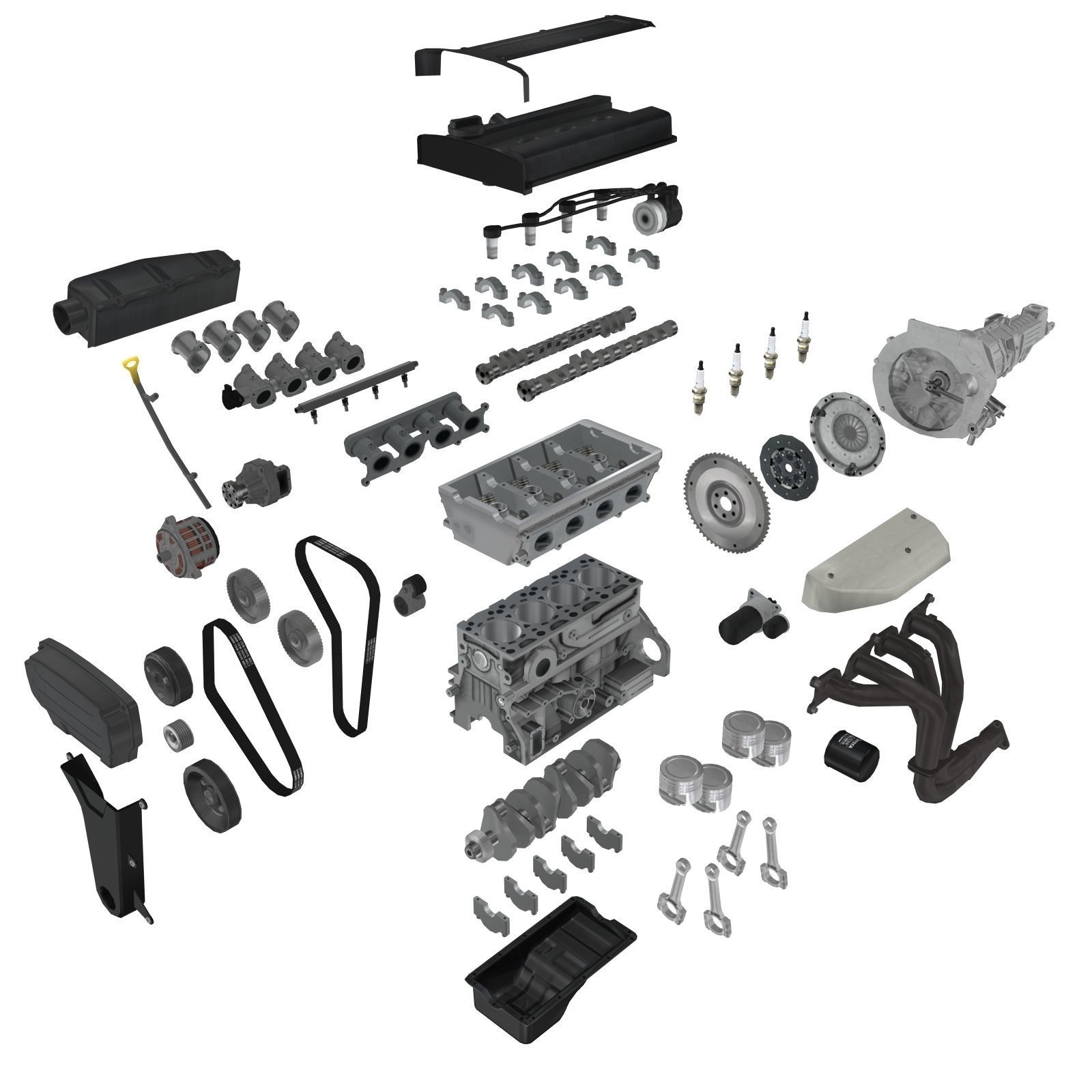 3D model Toyota 4AGE Blacktop 20v engine VR / AR / low-poly | CGTrader