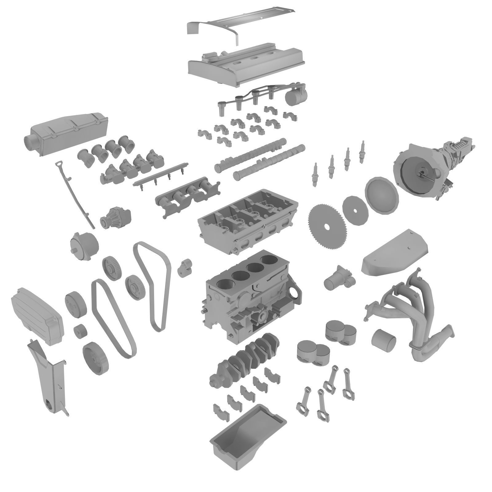 3D model Toyota 4AGE Blacktop 20v engine VR / AR / low-poly | CGTrader