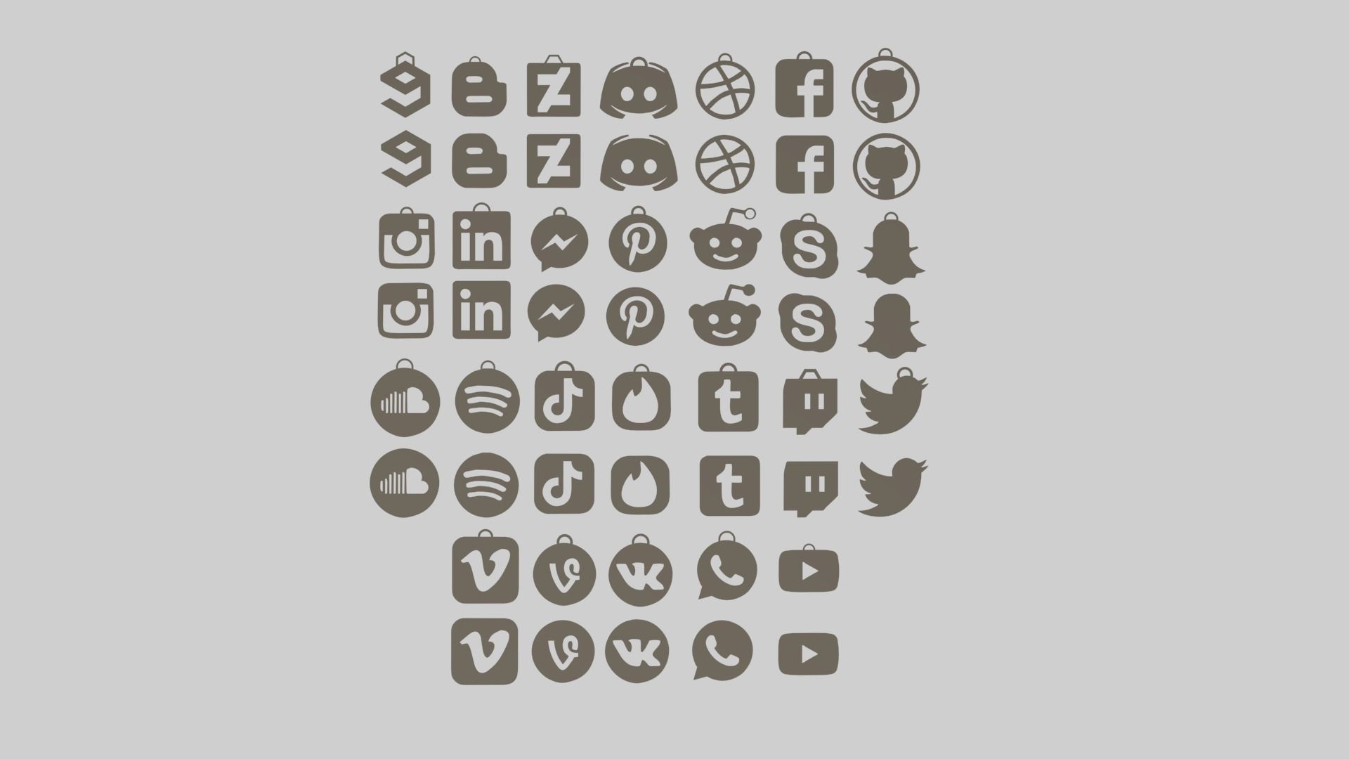 Social media and popular app logos keychain pack 3D model 3D printable ...