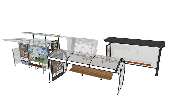 BUS STATIONS MODELS-1 5 MODELS 3D model | CGTrader