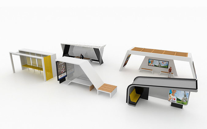 BUS STATIONS MODELS-2 5 MODELS 3D model | CGTrader