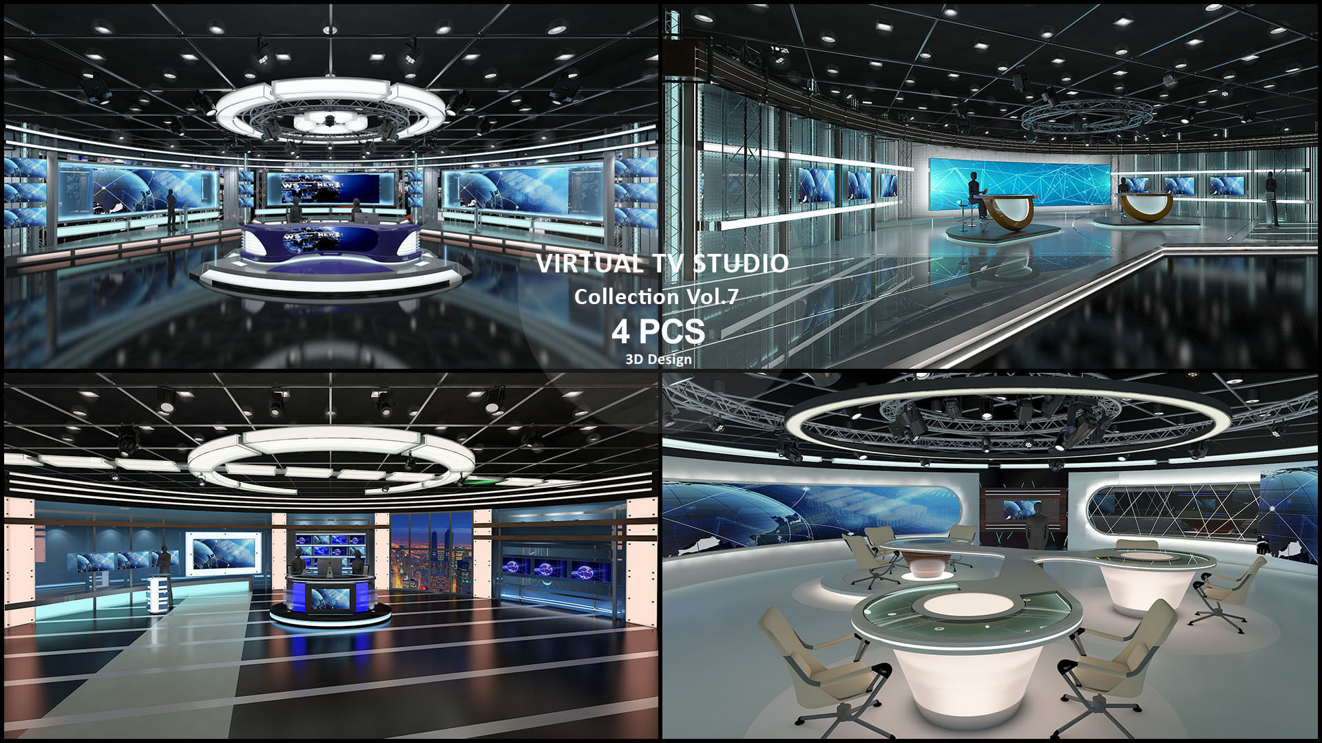 Virtual TV Studio Sets - Collection Vol 13 - 9 PCS DESIGN | CGTrader