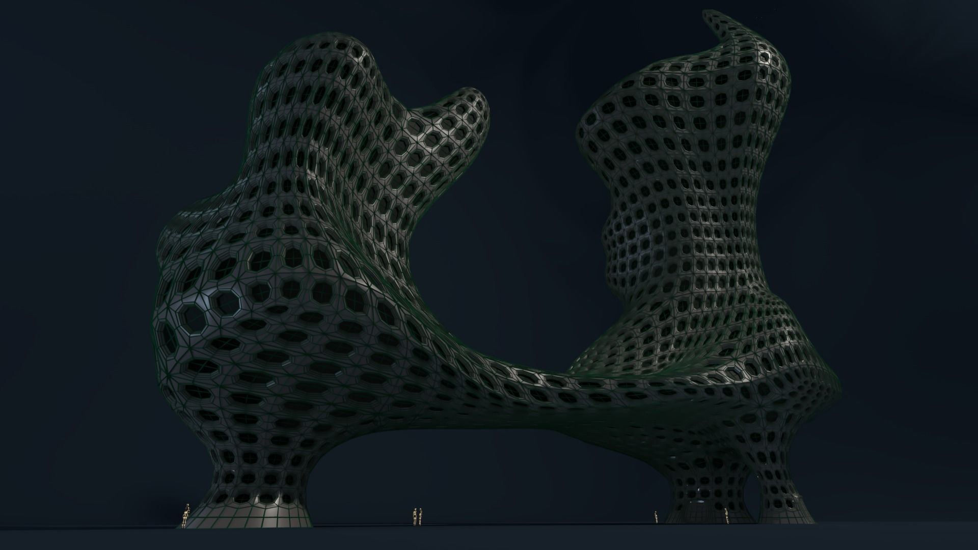 3D model Curved towers VR / AR / low-poly | CGTrader