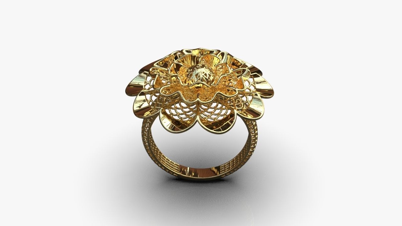 Floral ring 3D model 3D printable | CGTrader