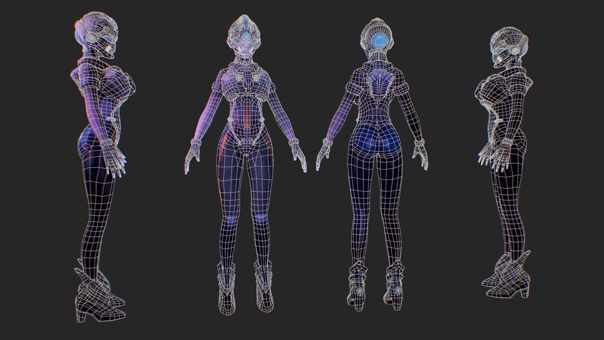 3D model ScoreLetha Sci-fi girl Low-poly 3D model gameready animated VR ...