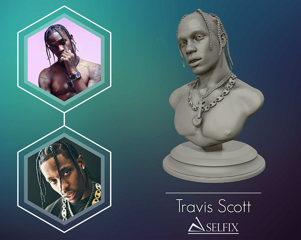 Travis Scott 3D sculpture ready to 3D print 3D model 3D printable ...
