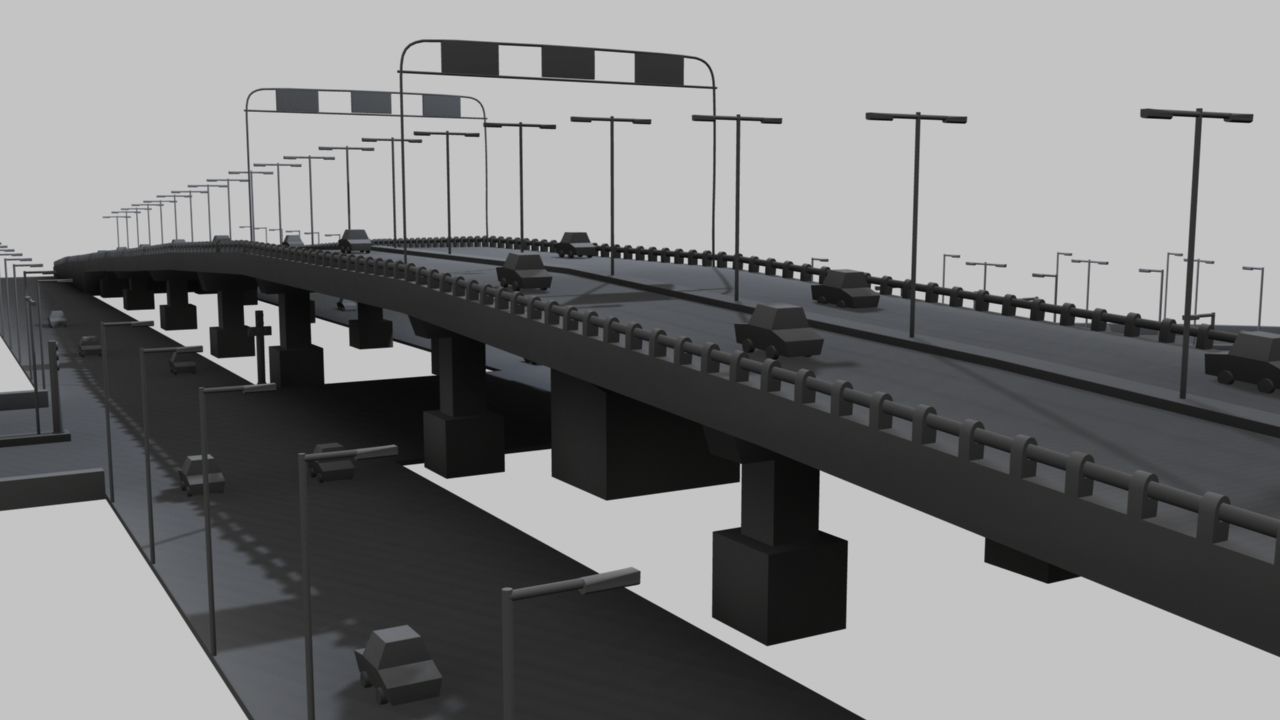 FlyOver bridge with cars 3D model | CGTrader