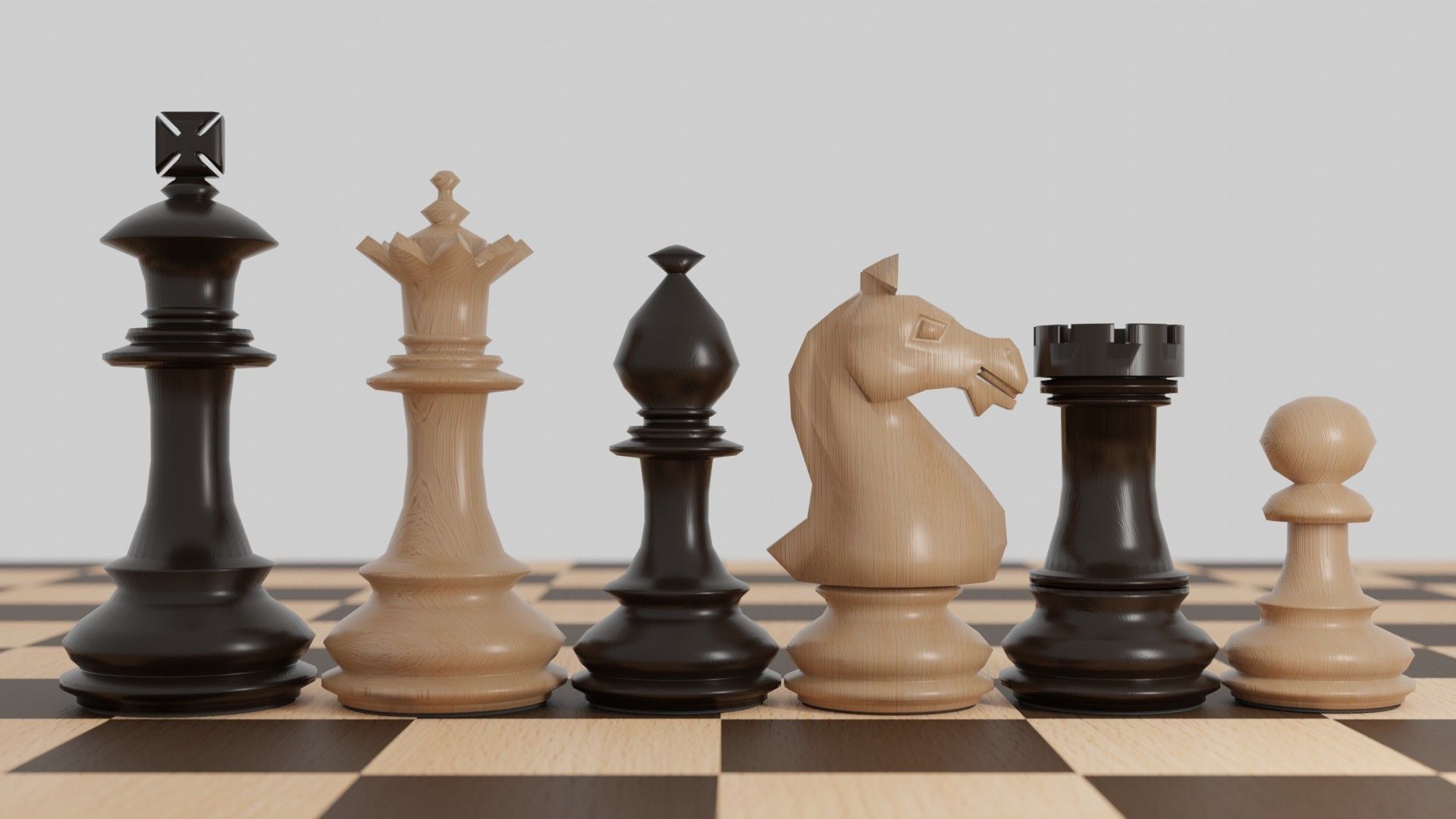 Chess wood pieces 3D model | CGTrader