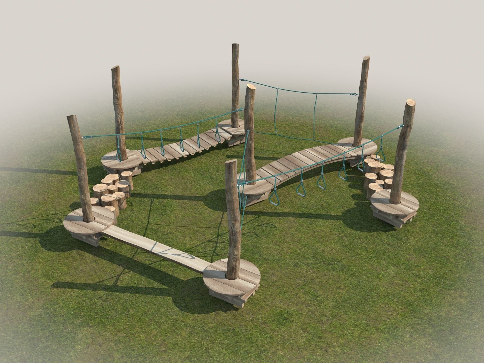 Kid rope park by tree trunk 3D model | CGTrader