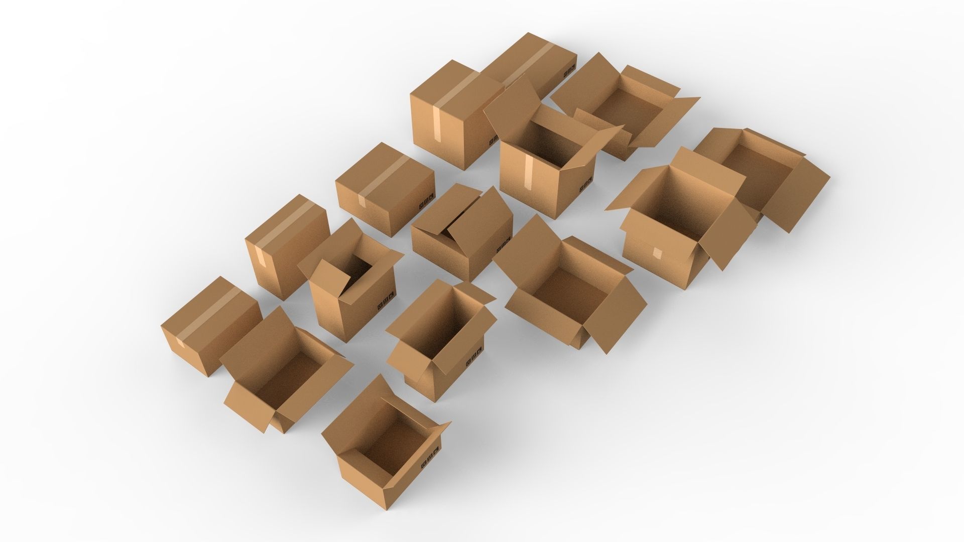 Cardboard boxes Collection 3D model | CGTrader