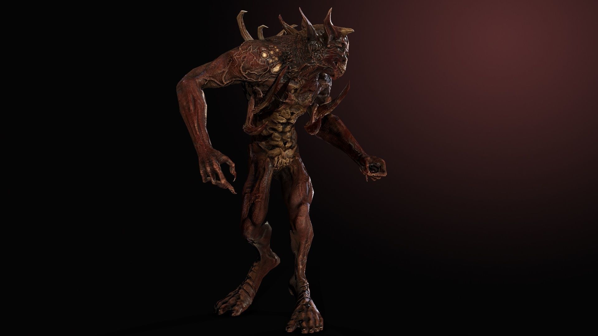 3D model Predator humanoid creature VR / AR / low-poly rigged animated ...