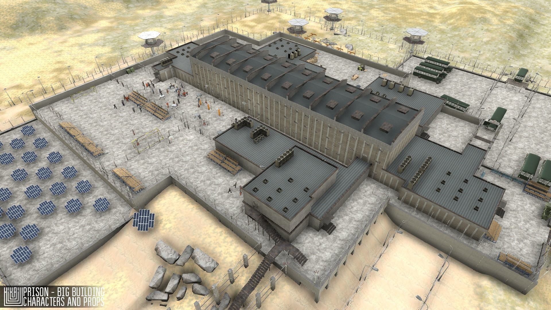 3D model Prison - big building characters and props VR / AR / low-poly ...