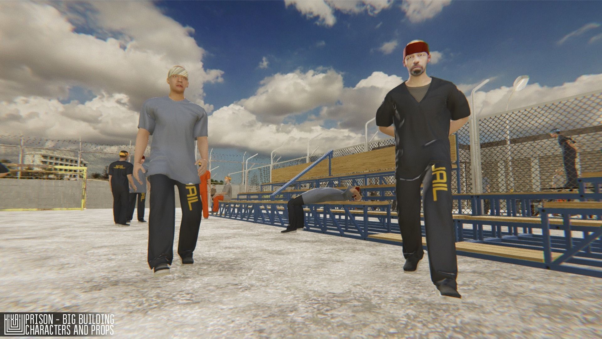 3D model Prison - big building characters and props VR / AR / low-poly ...