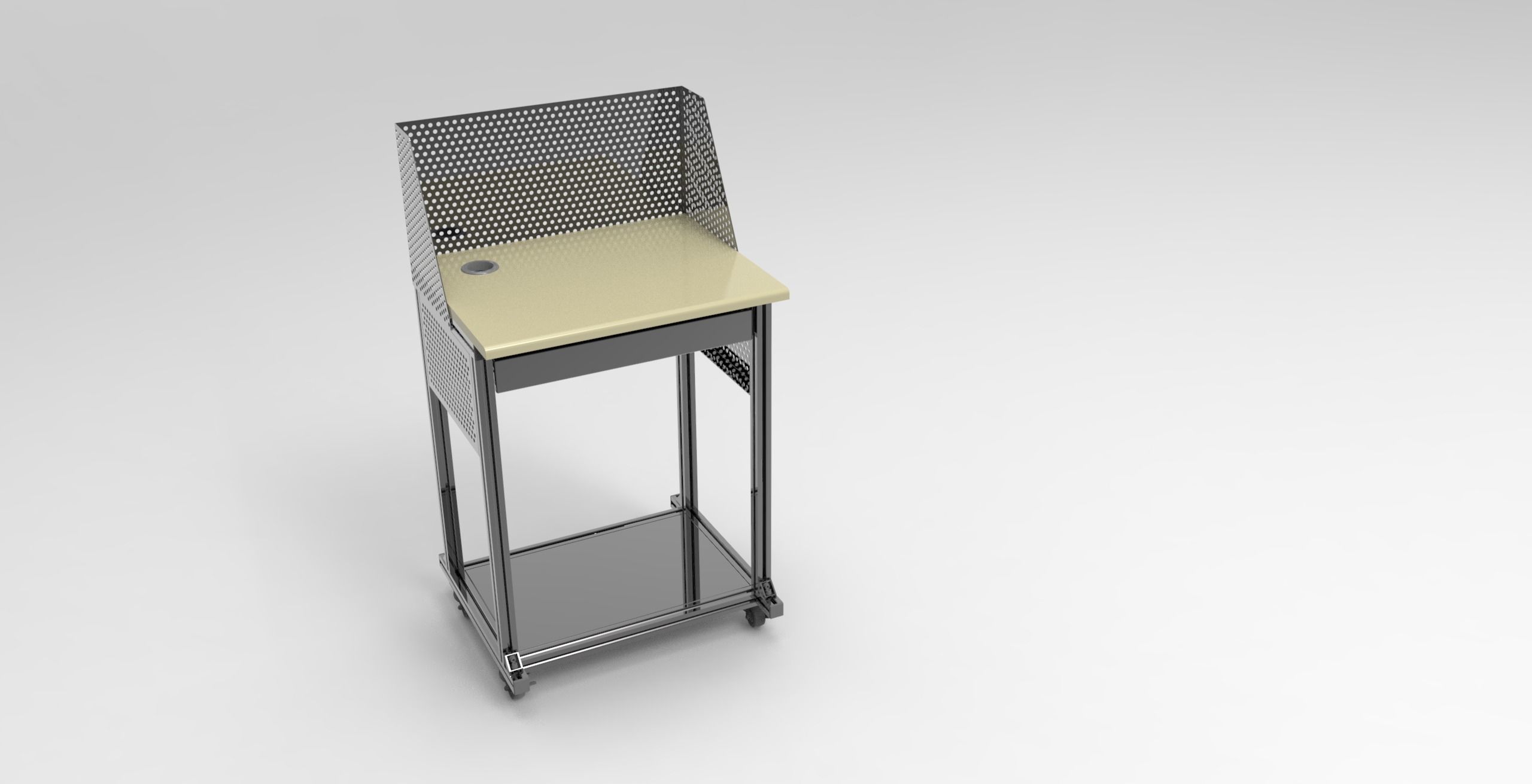 Aluminum computer desk 3D model animated | CGTrader