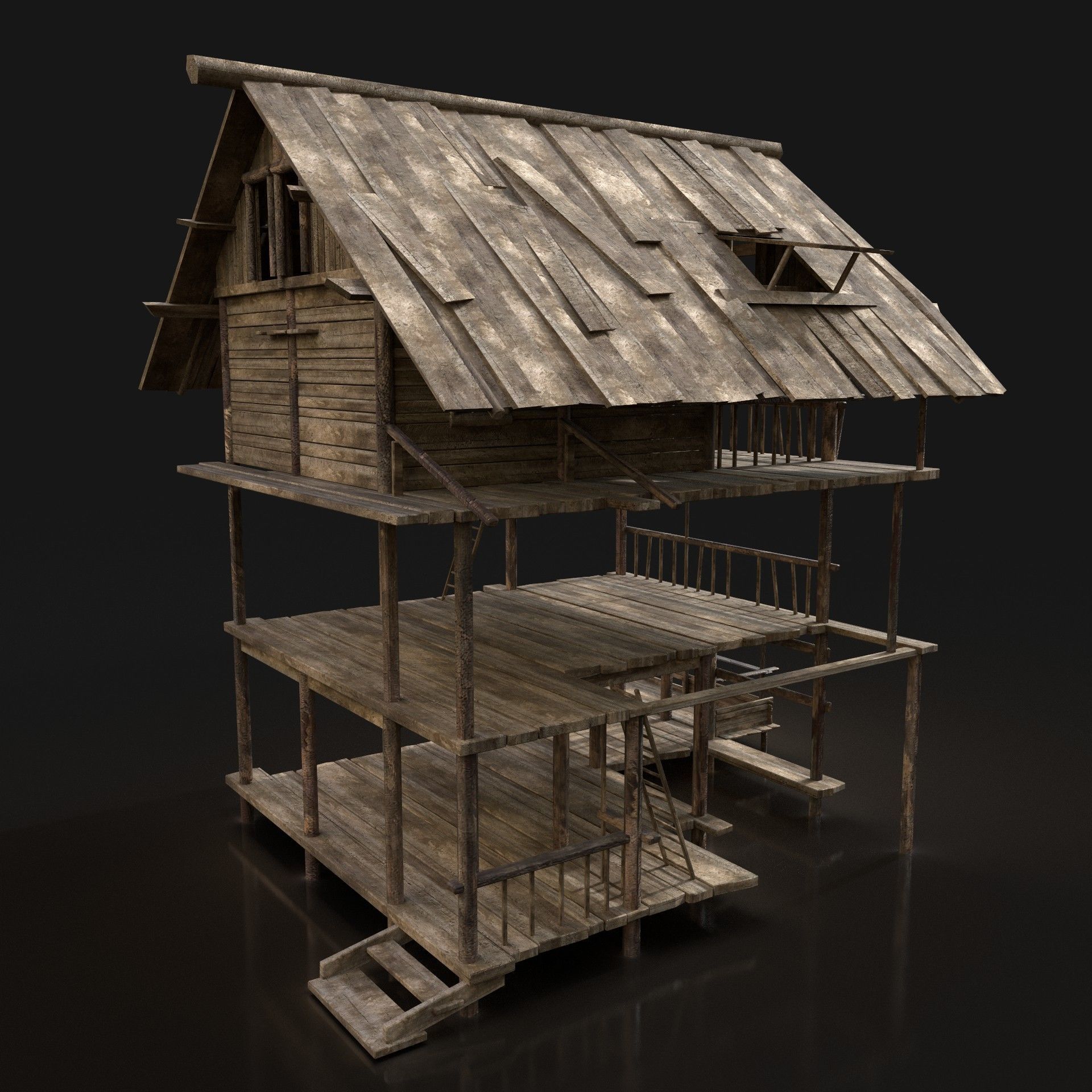 Next Gen AAA FANTASY MEDIEVAL WOODEN VILLAGE WATCHTOWER HUT free VR ...