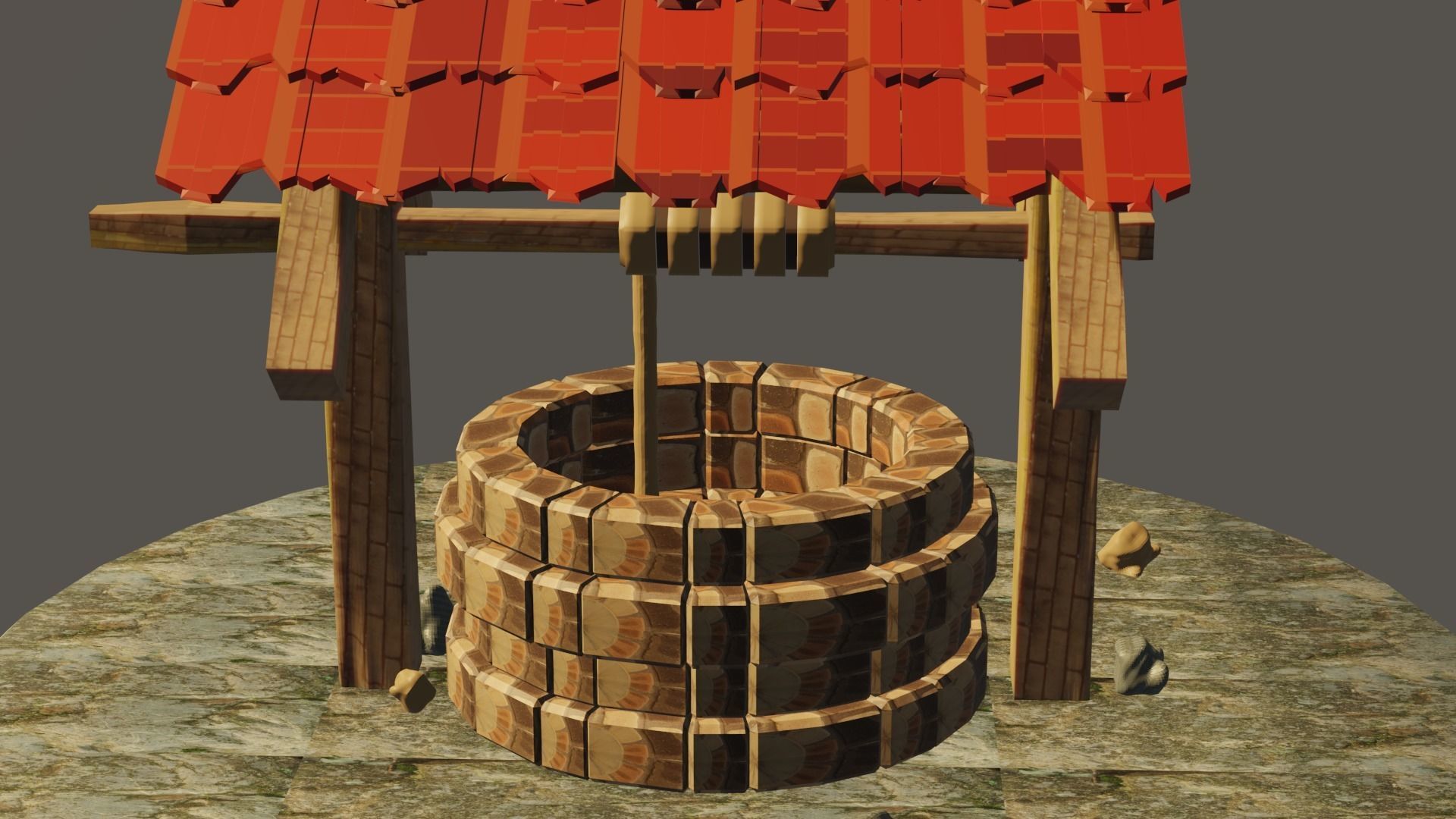 Well 3D model water with roof free 3D model | CGTrader