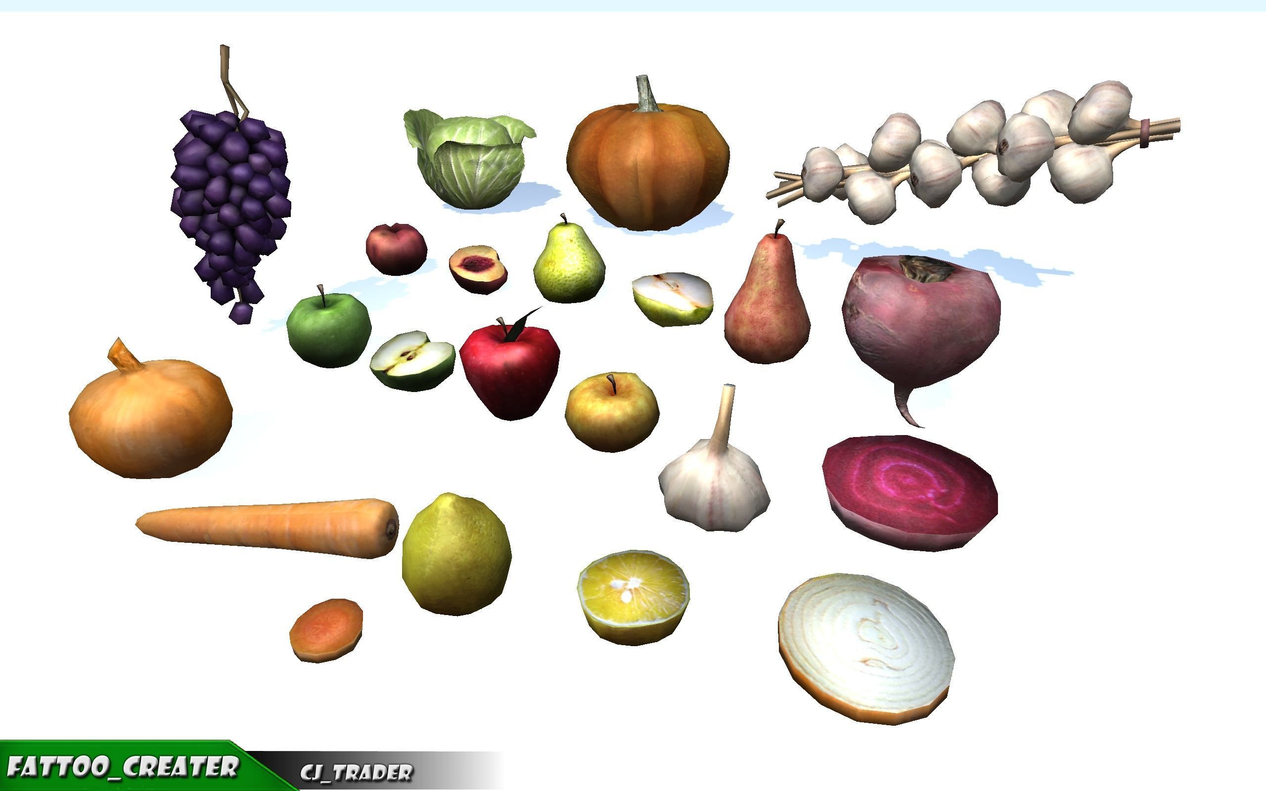 3D model Lowpoly Fruits And Vegetables Collection Pack 3d model VR / AR ...