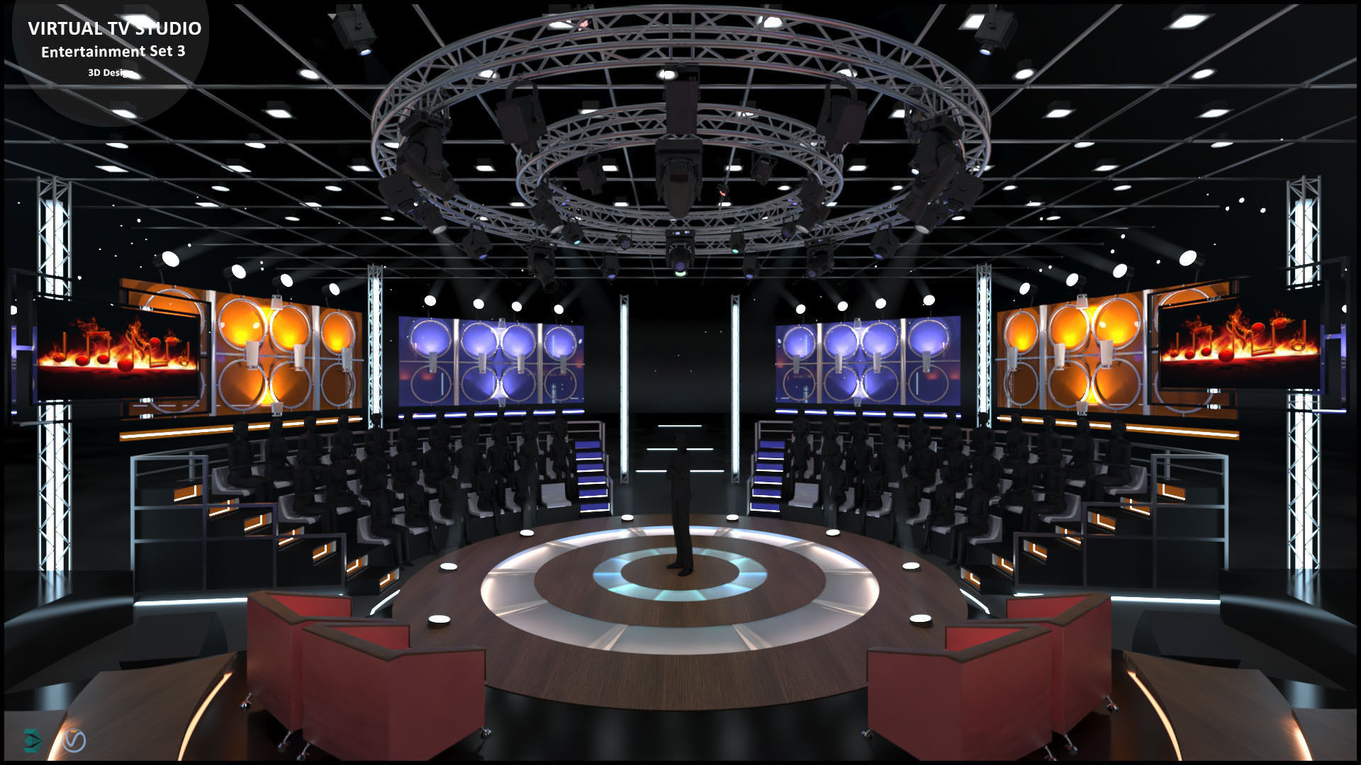 Virtual TV Studio Entertainment Set 3 3D model | CGTrader