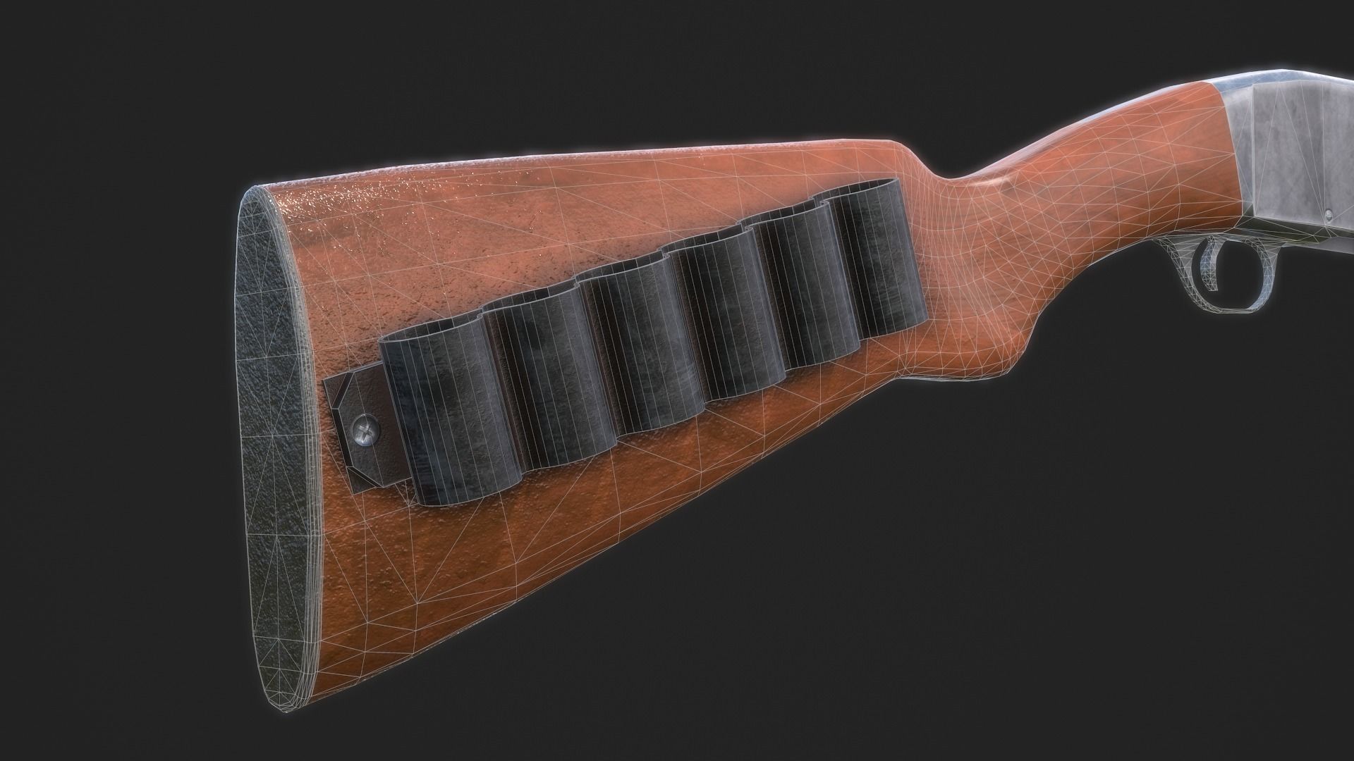 3D model WW2 Trench Gun with Animations and Attachments VR / AR / low ...