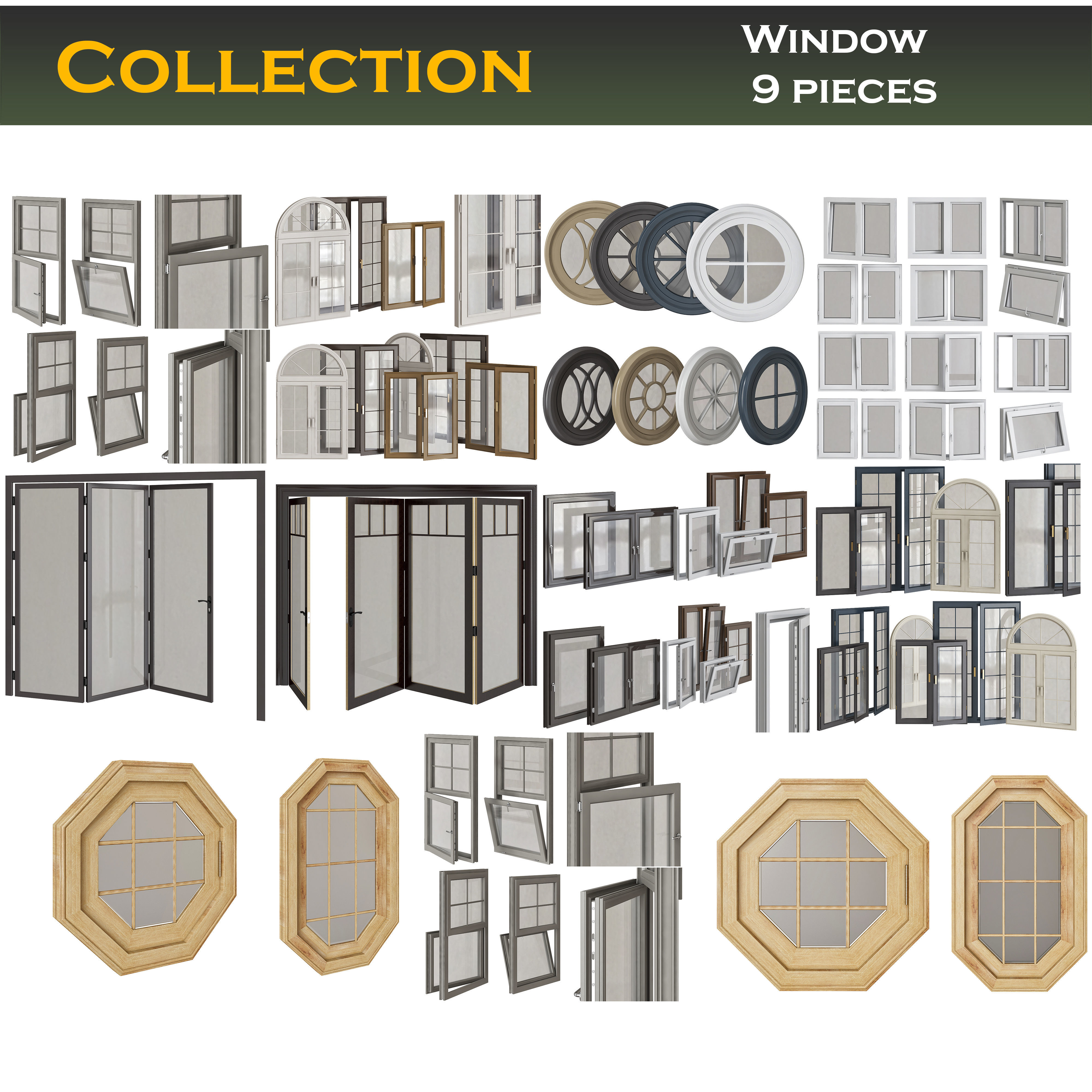 Windows 3d model Collection 9 pieces 3D model | CGTrader