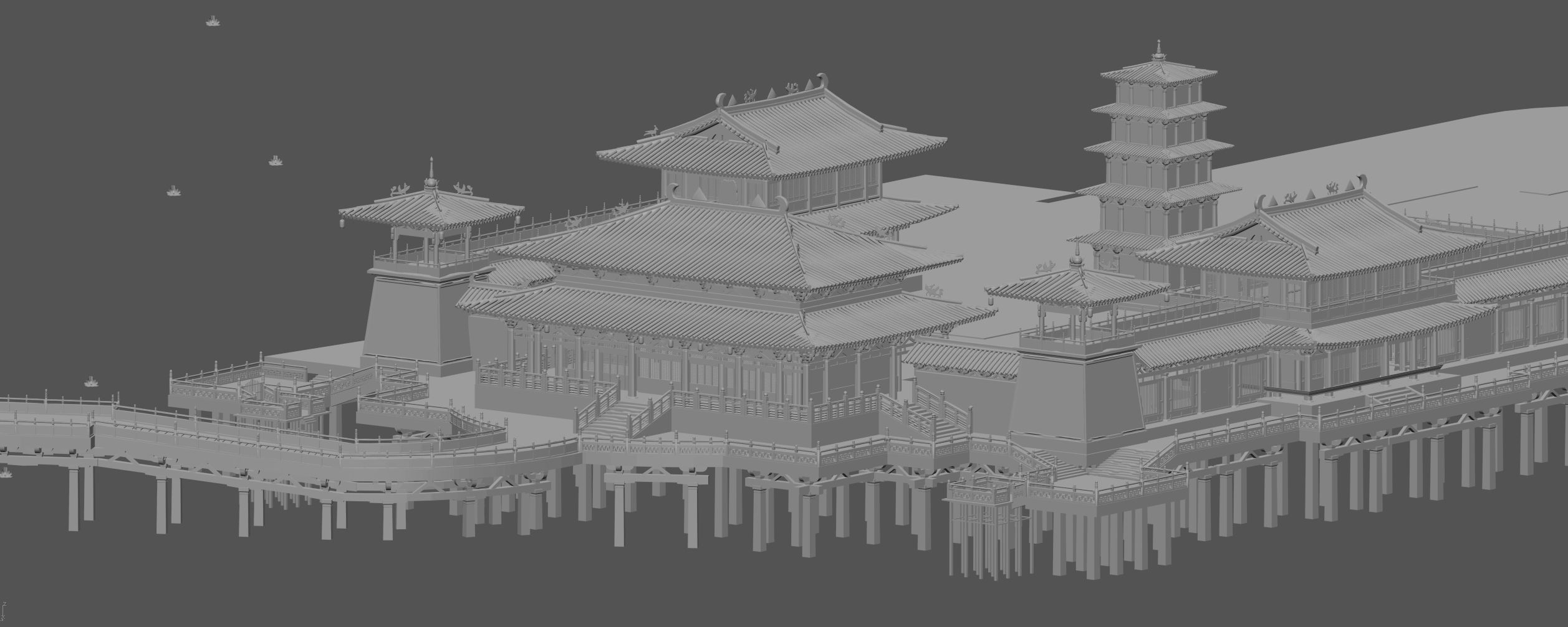 Beautiful ancient Chinese dynasty landscape 3D model | CGTrader
