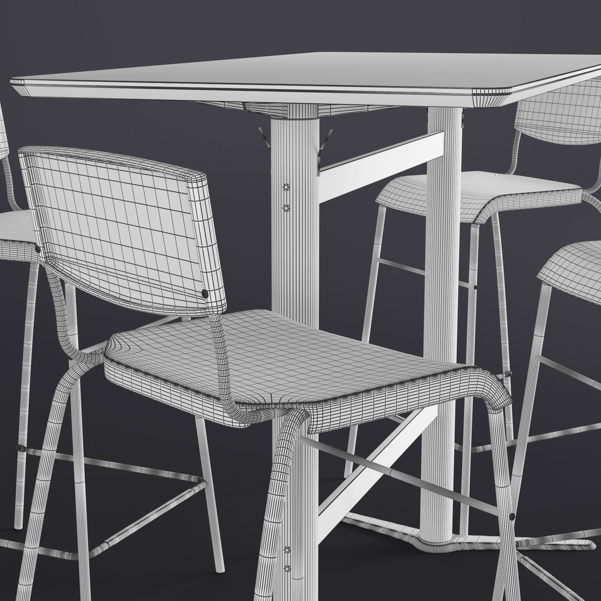 Billsta Stig Bar Table And Chair 3D model | CGTrader