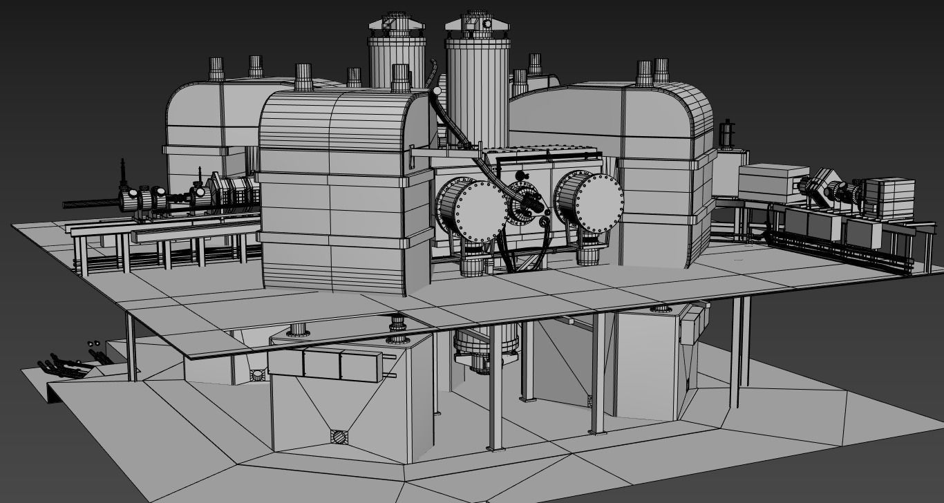 3D model Particle Accelerator separated sector cyclotron VR / AR / low ...