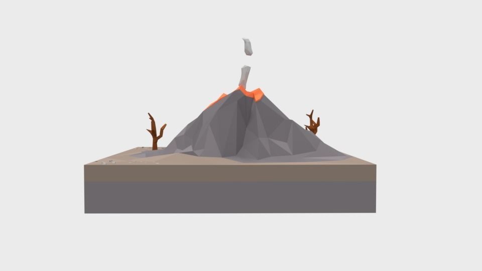 3D model Low Poly Cartoon Volcano Scene VR / AR / low-poly | CGTrader