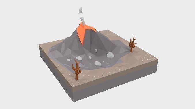 3D model Low Poly Cartoon Volcano Scene VR / AR / low-poly | CGTrader