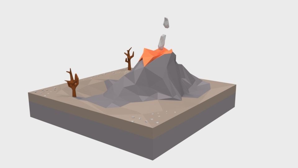 3D model Low Poly Cartoon Volcano Scene VR / AR / low-poly | CGTrader