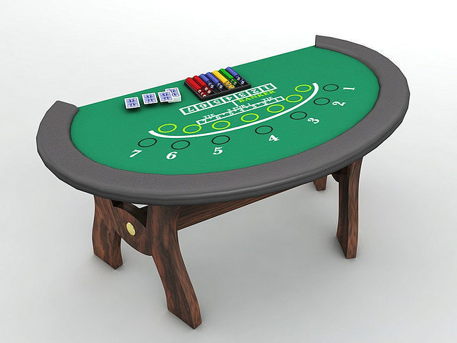 3D model Casino Baccarat Table With Cards and Chips VR / AR / low-poly ...