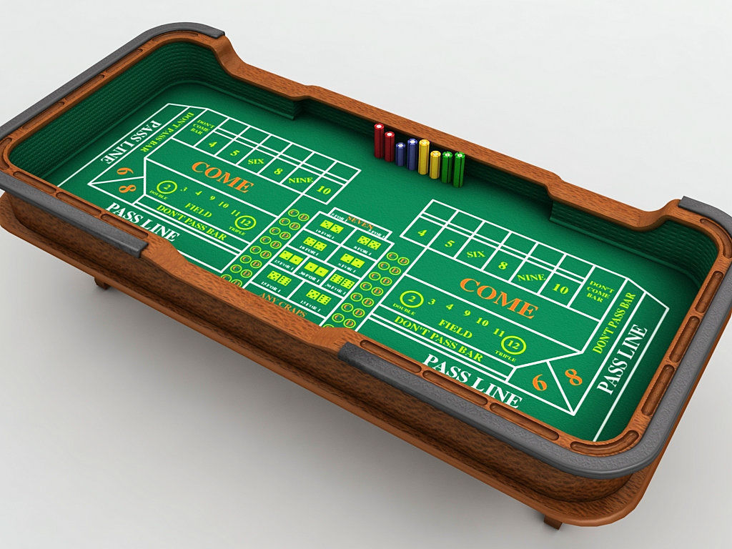 3D model Casino Craps Table With Dice and Casino Chips VR / AR / low ...