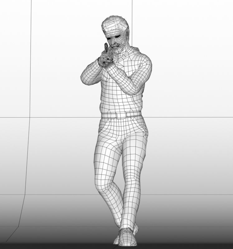 3D model Killer man with gun VR / AR / low-poly rigged | CGTrader