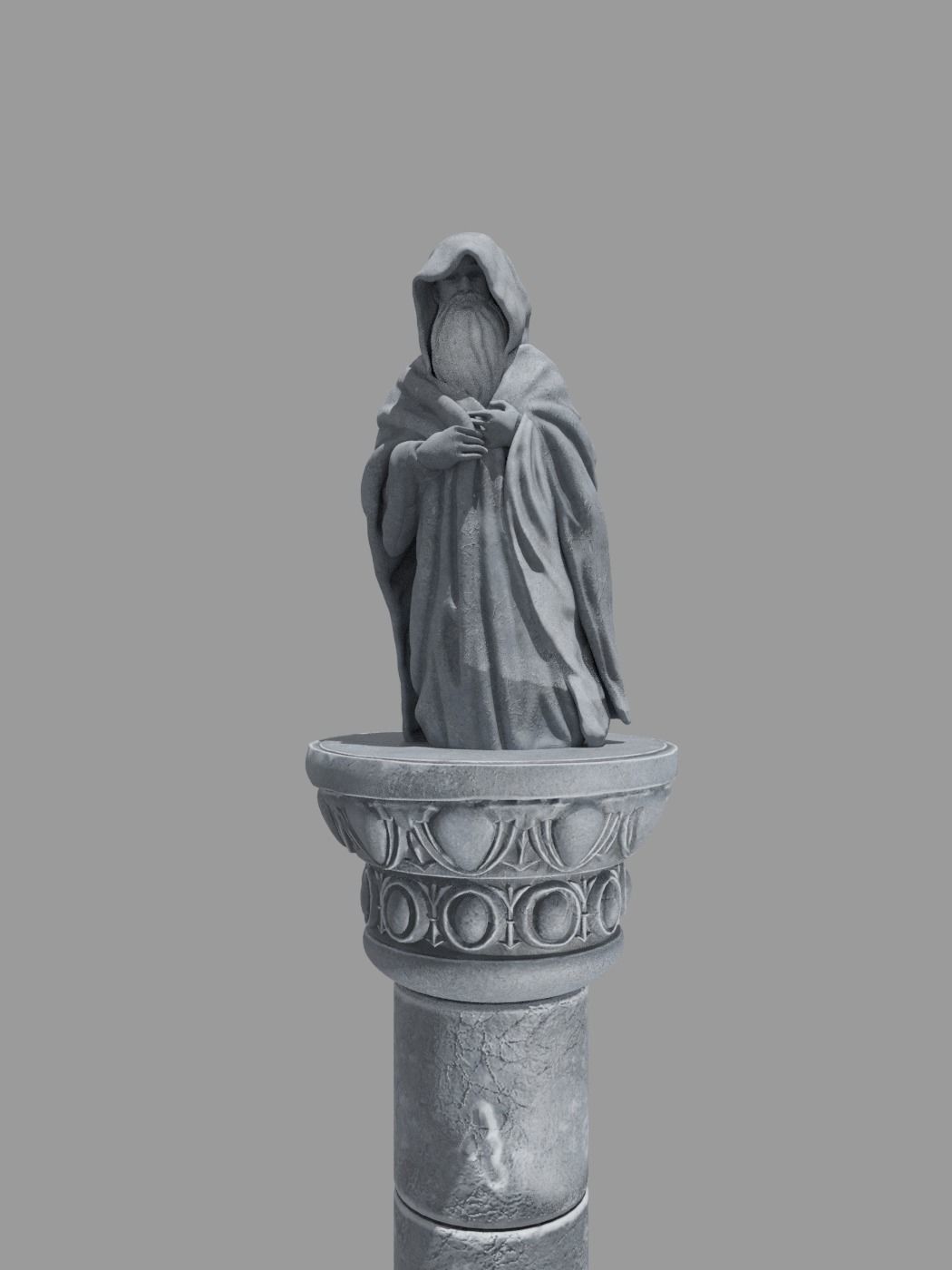 Magician wizard statue sculpture and column 3D model | CGTrader