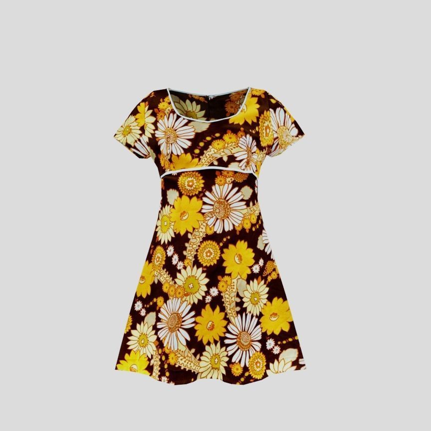 3D model Flowery 1960s Dress VR / AR / low-poly | CGTrader