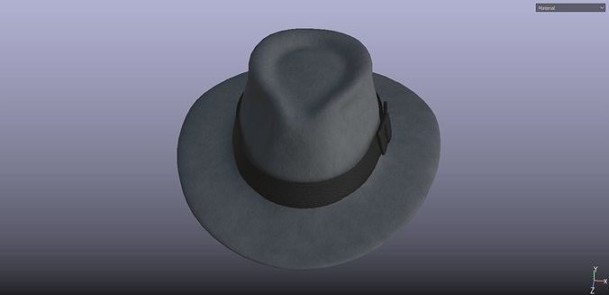 3D model Grey Color PBR Stylish Fedora Hat VR / AR / low-poly | CGTrader