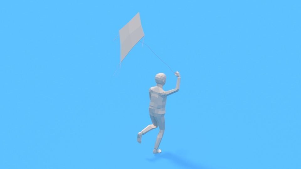 3D model Low Poly Kid Running With a Kite VR / AR / low-poly | CGTrader