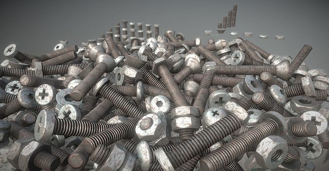 3D model Rusty Low-Poly Bolt and Nut Package VR / AR / low-poly | CGTrader