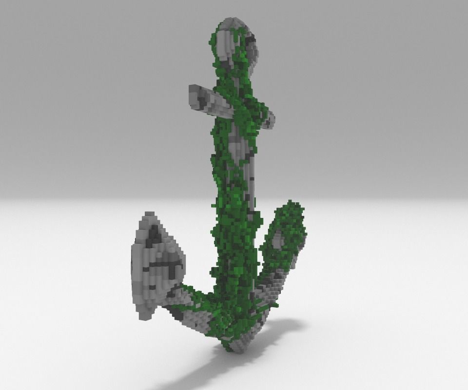 3D model Voxel - Mossy Anchor - Low-poly 3D Model VR / AR / low-poly ...