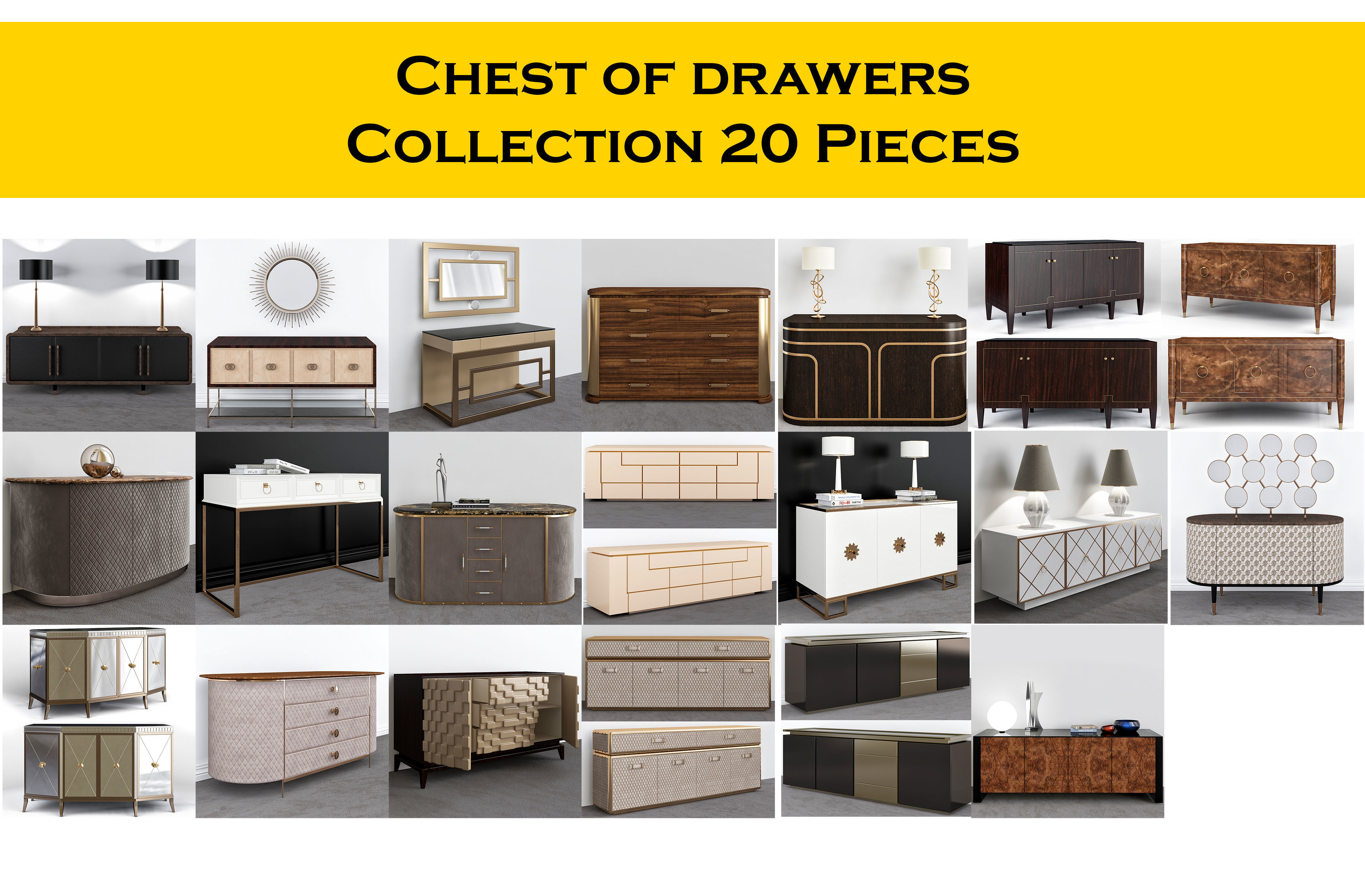 Chest of drawers Collection 20 Pieces 3d model 3D model | CGTrader